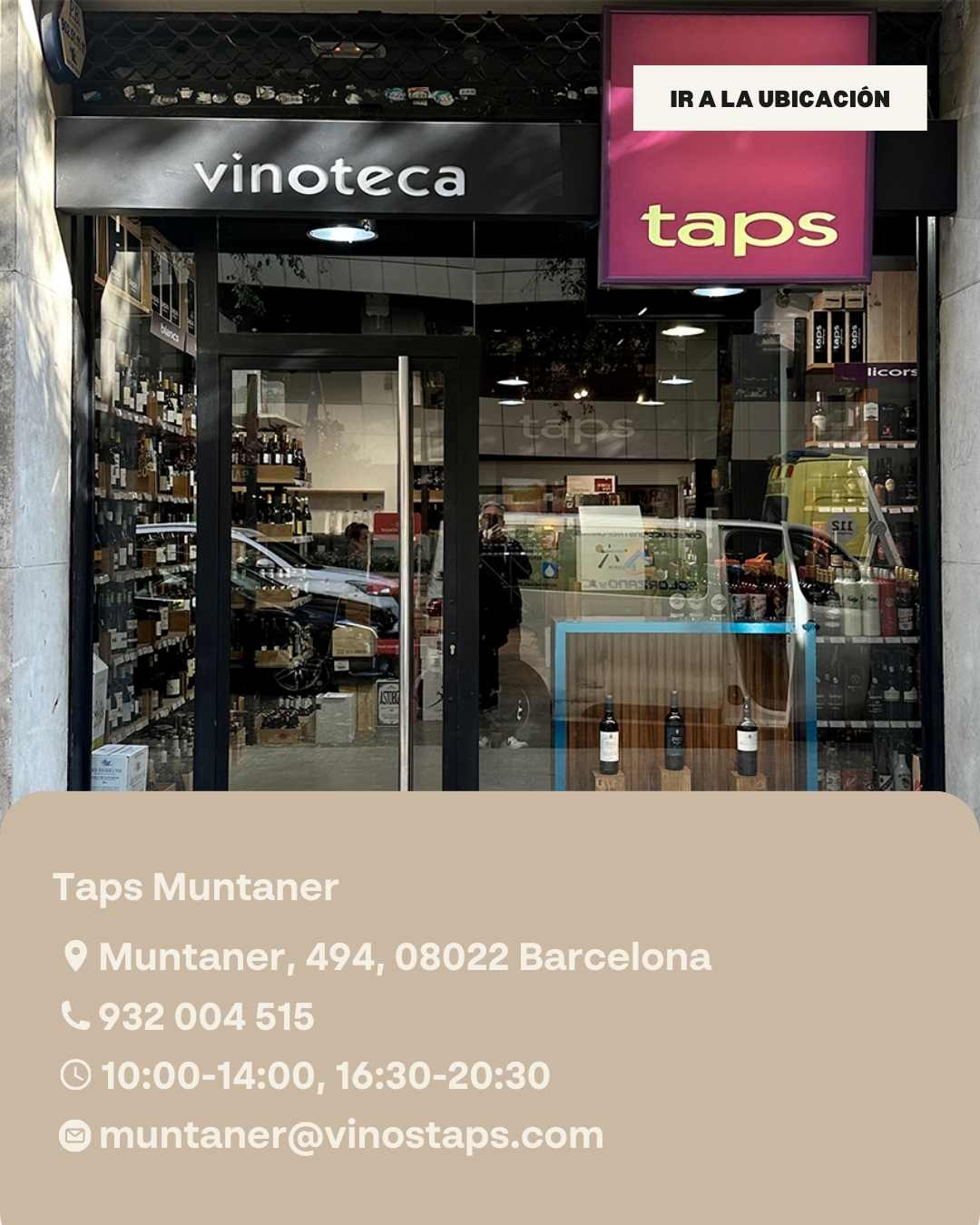 Nuestras tiendas y contacto - Taps Vinoteca
